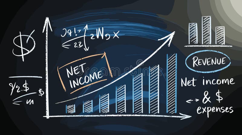 A Blackboard with a Hand-drawn Graph and Financial Formulas ...