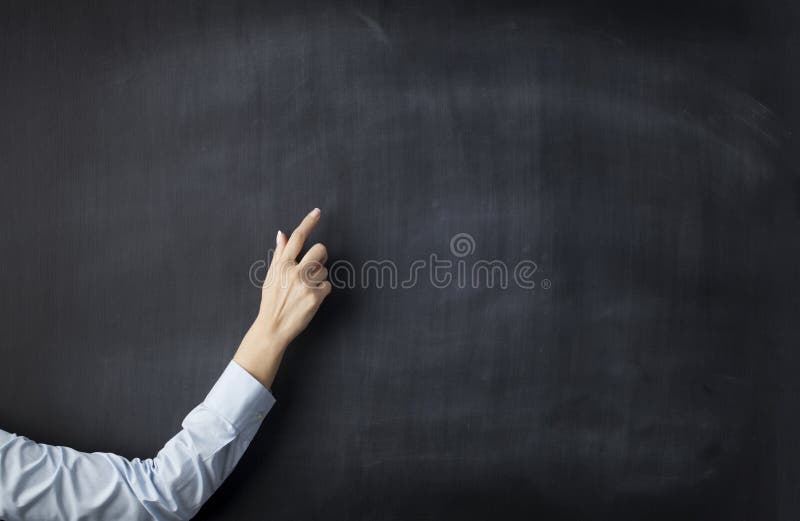 Blackboard with Hand Pointing Stock Image - Image of person, front ...