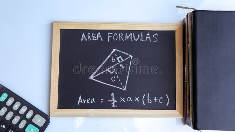 Blackboard with Hand Written Geometry Area Formulas Stock Photo - Image ...