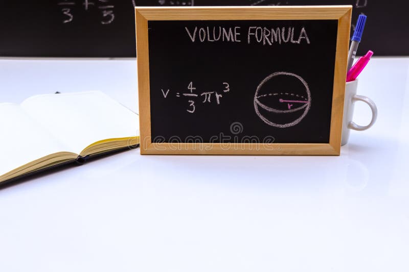 Blackboard with Hand Written Geometry Volume Formulas Stock Photo ...