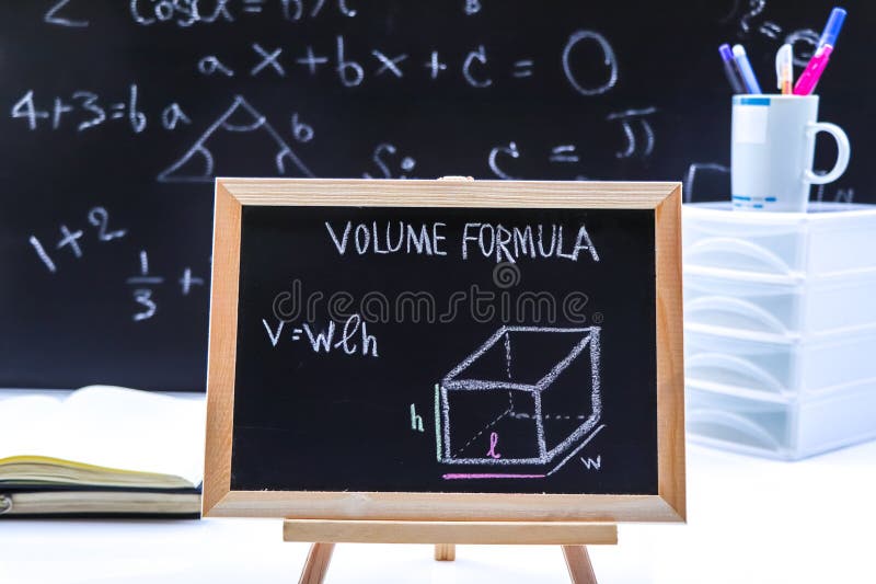 Blackboard with Hand Written Geometry Volume Formulas Stock Photo ...