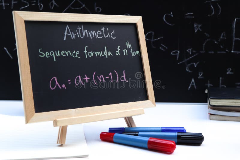 Blackboard with Hand Written Sequences and Series Formulas Stock Image ...