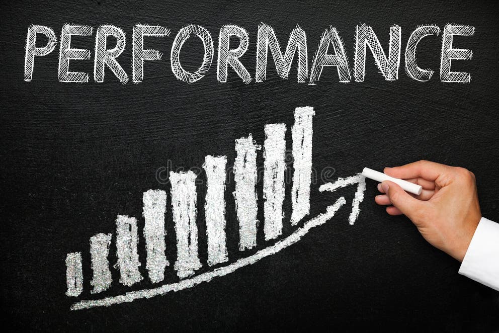 Blackboard with Handwritten Performance Text. Progress Concept. Stock ...