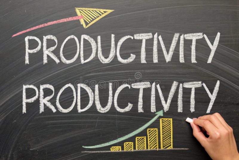 Blackboard with Handwritten Productivity Text. Progress Concept. Arrow ...