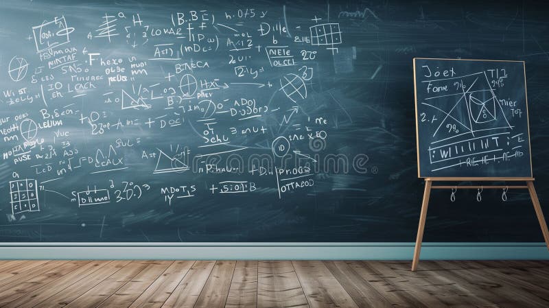 Blackboard Inscribed with Scientific Formulas and Calculations in ...