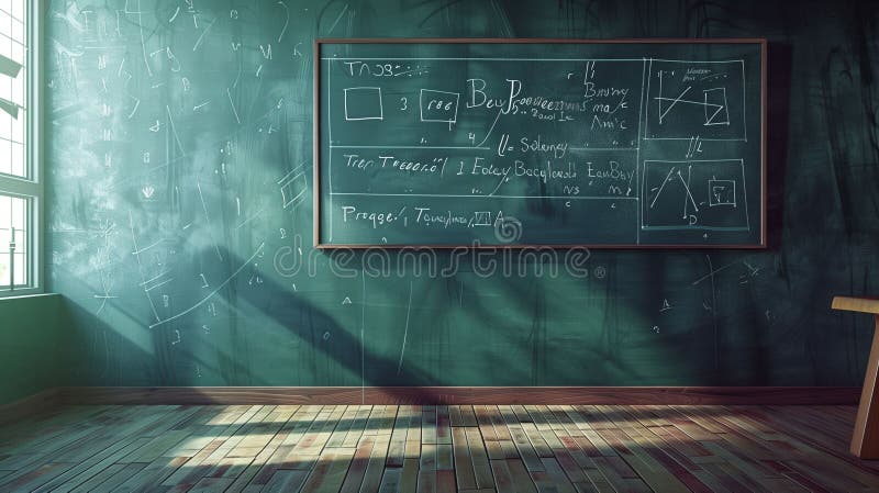 Blackboard Inscribed with Scientific Formulas and Calculations in ...