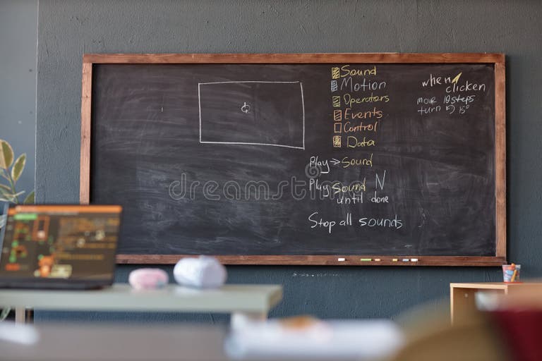 Blackboard with it Lesson Plan in Empty Class Stock Photo - Image of ...