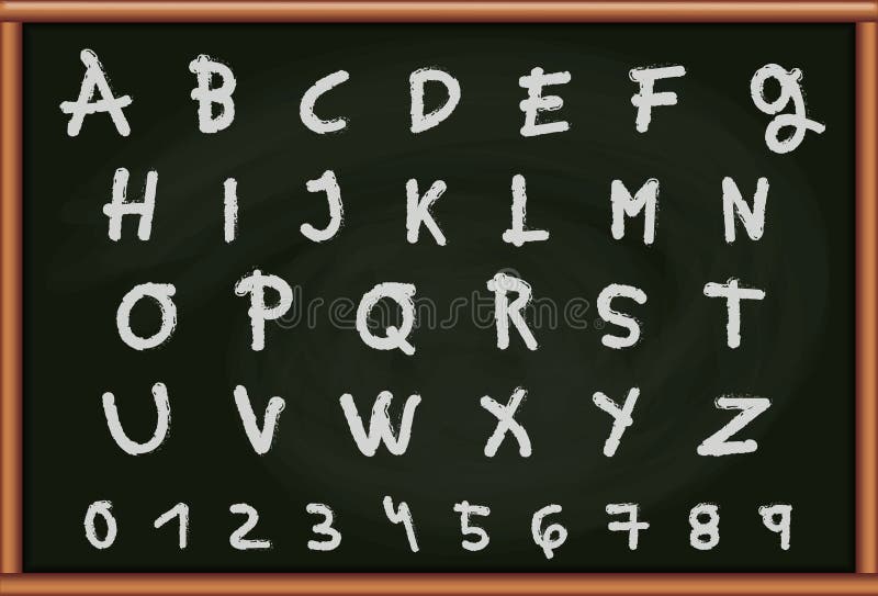 Blackboard with Letters and Numbers Stock Illustration - Illustration ...