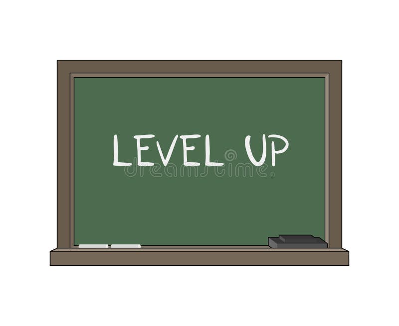 Blackboard and Level Up Message Stock Vector - Illustration of ...