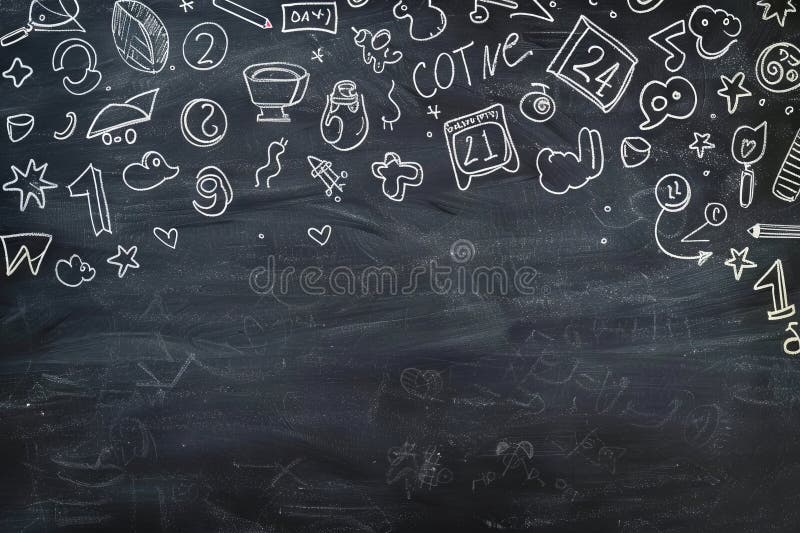 A Blackboard with Many Different Symbols Drawn on it Stock Photo ...
