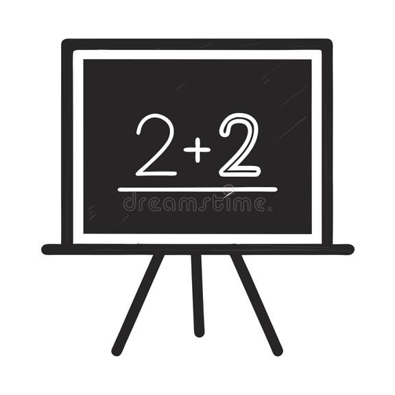 Blackboard with Math Equation 2+2: Education, School, and Simple ...