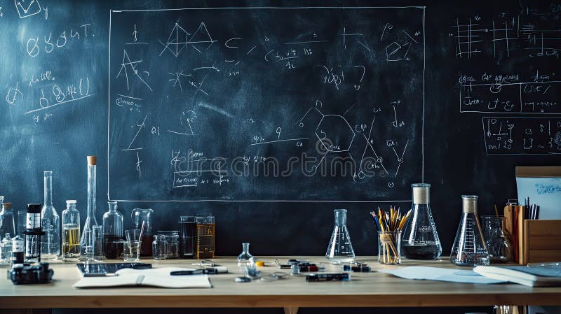 Blackboard with Math and Science by Writing on the Blackboard. Stock ...