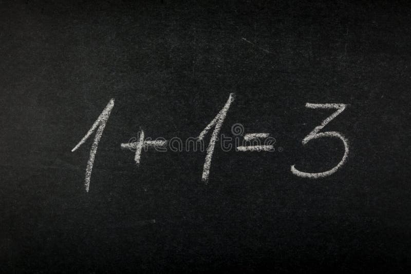 1+1=3 on Blackboard stock image. Image of blackboard - 118158295
