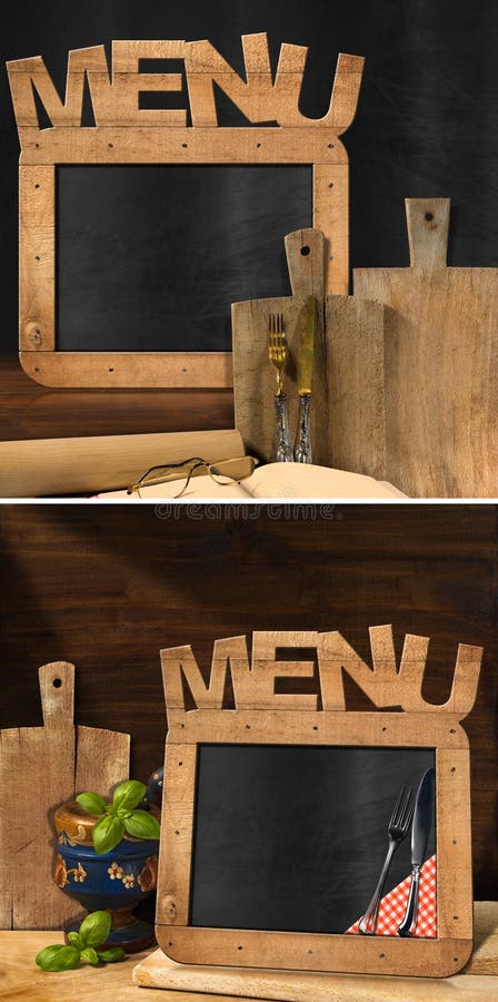 Blackboard Menu in the Kitchen Stock Illustration - Illustration of ...