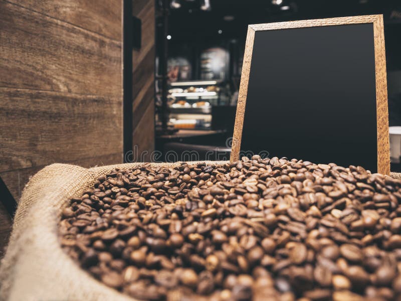 Blackboard Menu on Roasted Coffee Beans Coffee Roaster Cafe Business ...