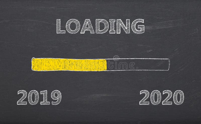 Blackboard with the Message Loading 2019 - 2020 Stock Photo - Image of ...