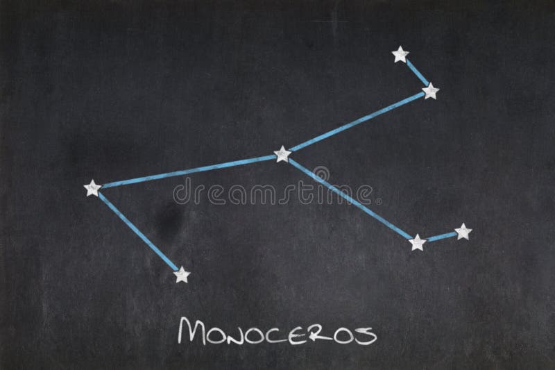 Monoceros Constellation Drawn on a Blackboard Stock Photo - Image of ...