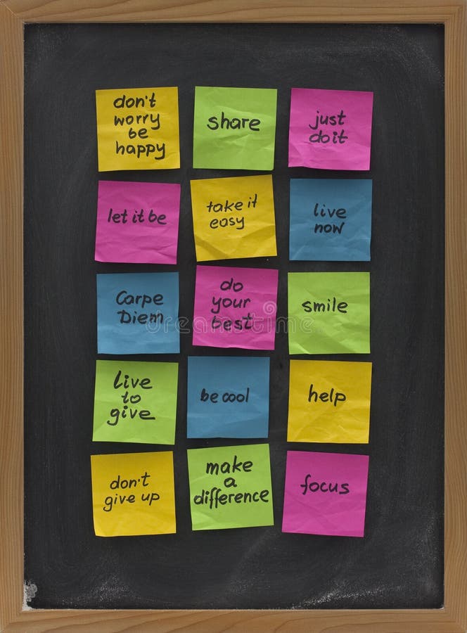 Motivational Reminders on Bulletin Board Stock Photo - Image of phrase ...