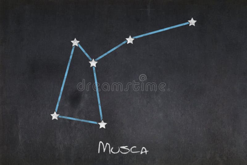Musca Constellation Drawn on a Blackboard Stock Image - Image of topics ...