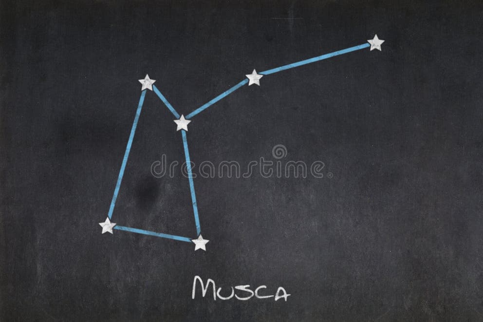 Musca Constellation Drawn on a Blackboard Stock Image - Image of topics ...