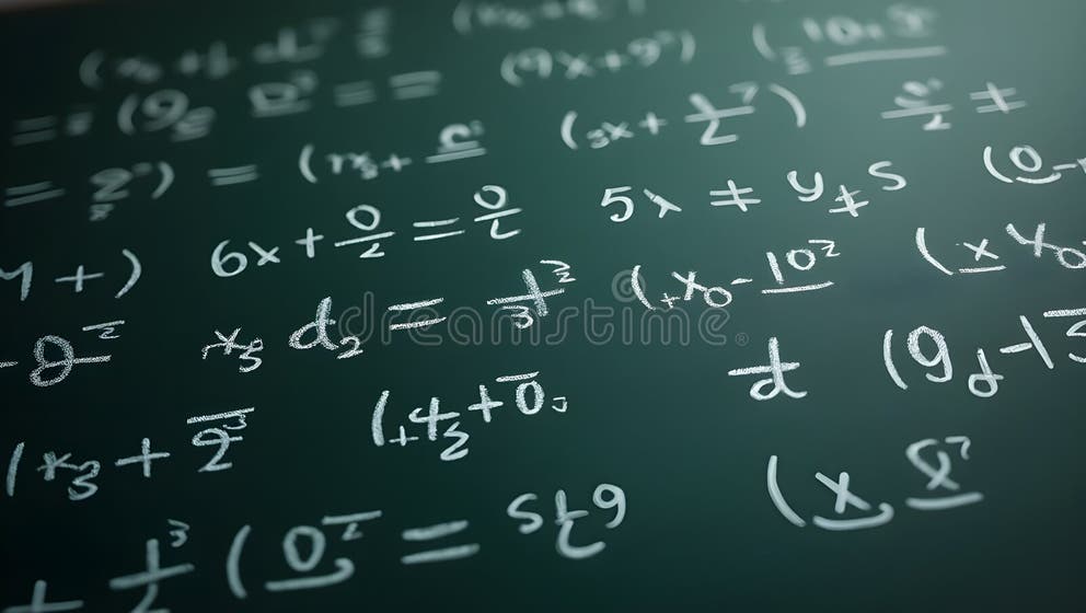 A Blackboard with Neatly Written Math Formulas Using Chalk Stock ...