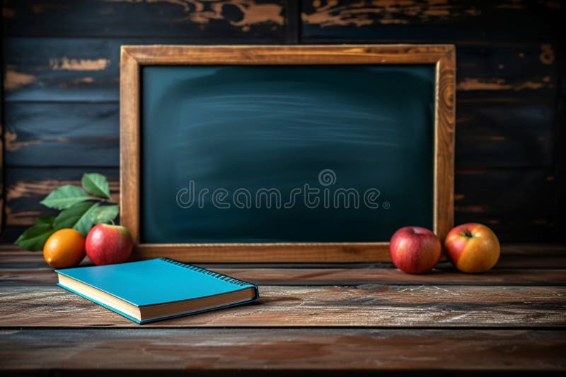 Blackboard and Notebook in School Setting Educational Backdrop Stock ...