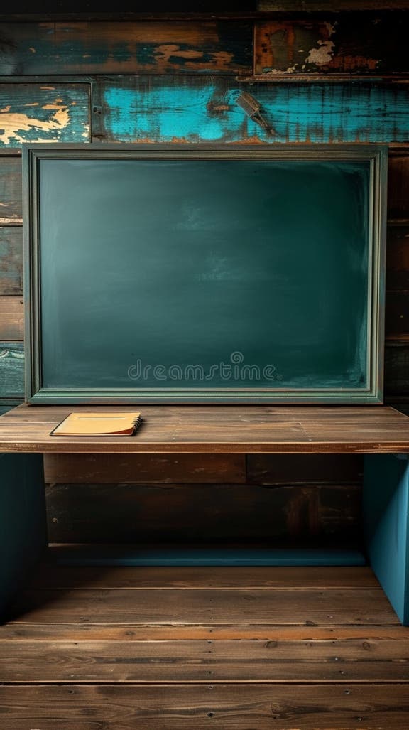 Blackboard and Notebook in School Setting Educational Backdrop Stock ...