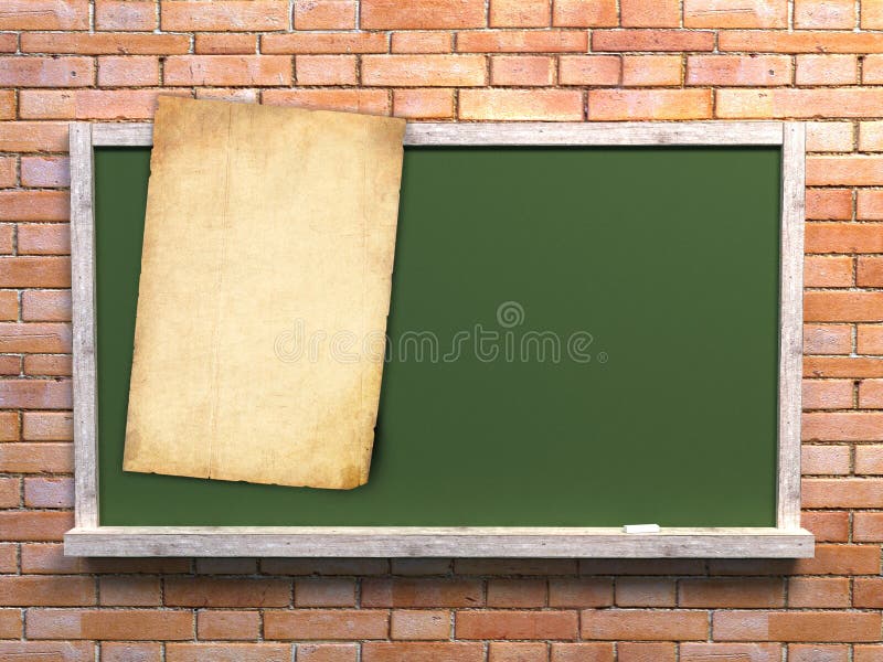 Blackboard with Old Paper for Notes Stock Photo - Image of board ...