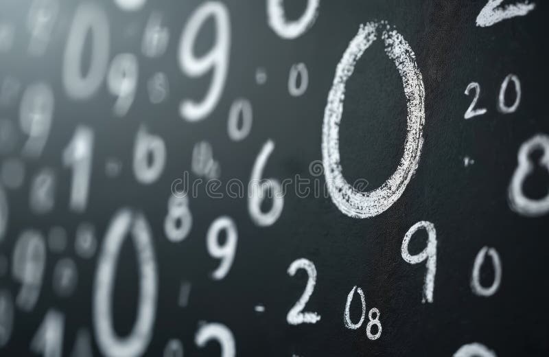 Blackboard with Randomly Scattered White Numbers. Math Concept Stock ...