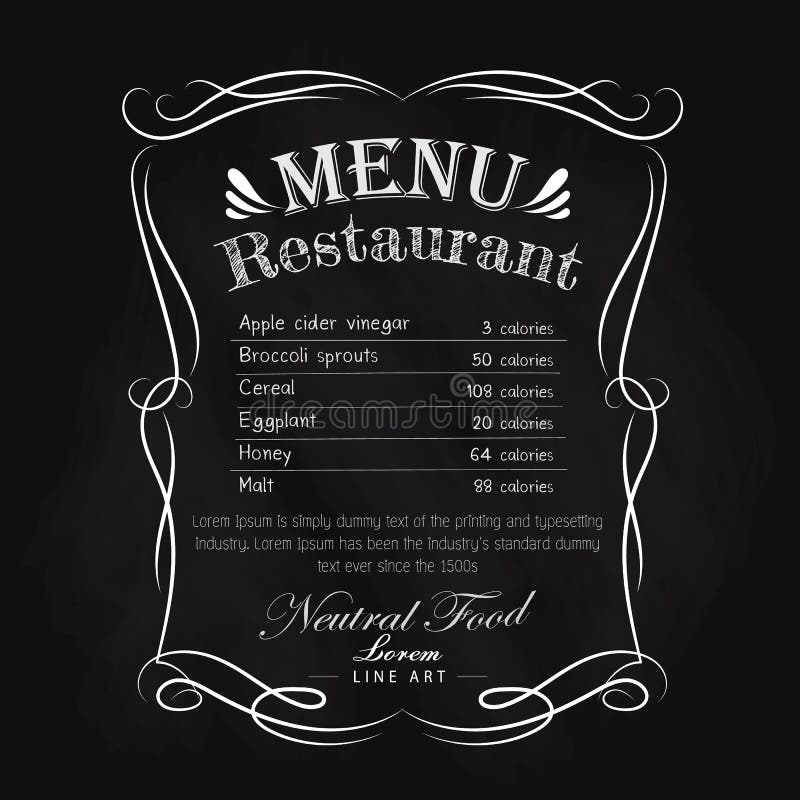 Blackboard Restaurant Menu Hand Drawn Frame Vintage Label Stock Vector ...