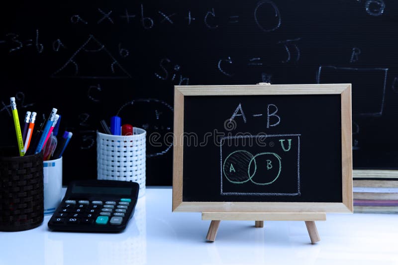 Blackboard with Sample Basic Set Hand Written Stock Image - Image of ...
