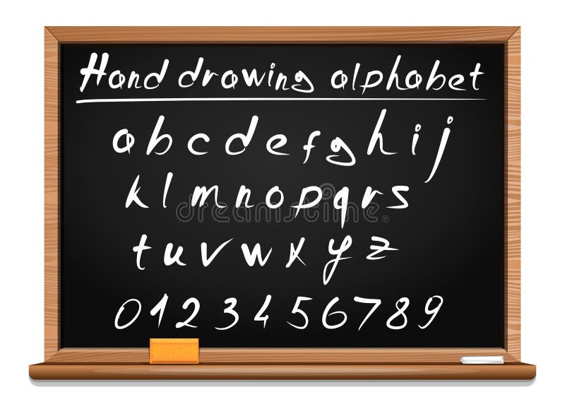 Blackboard. School Hand Drawing Alphabet. Vector Font Stock Vector ...