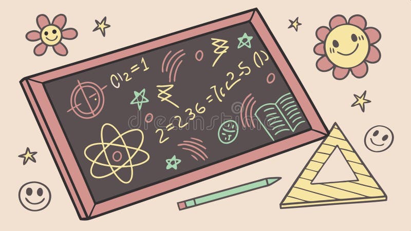 Blackboard School Math Science Education Symbols Vector Design ...