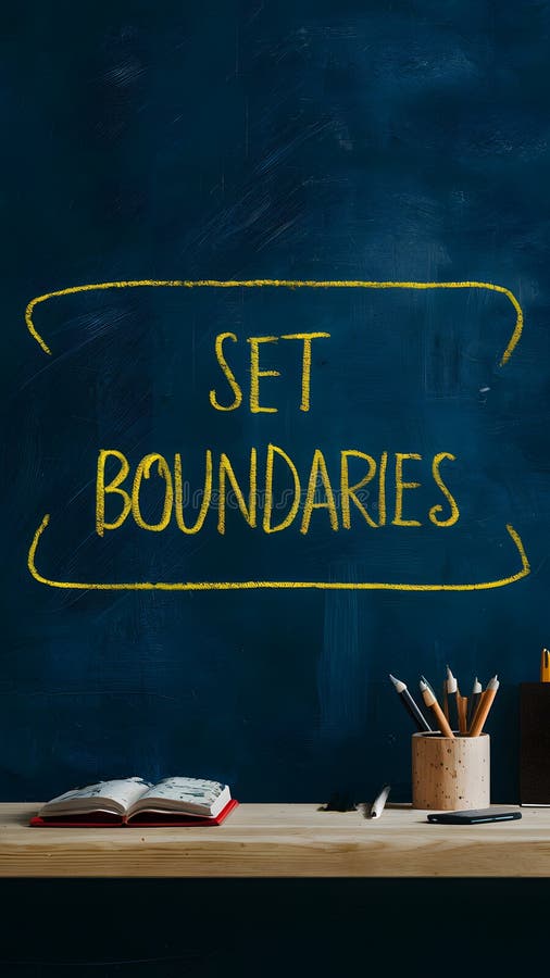Blackboard with Set Boundaries Highlighted Concept of Setting Limits ... Blackboard with Set Boundaries Highlighted Concept of Setting Limits ...