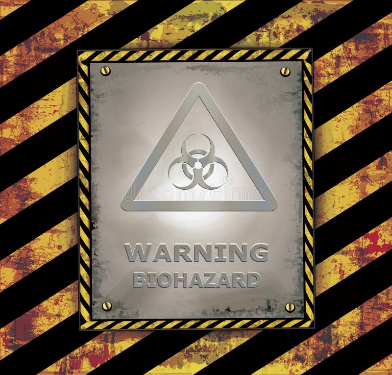 Blackboard Sign Caution Banner Warning Biohazard Stock Vector ...
