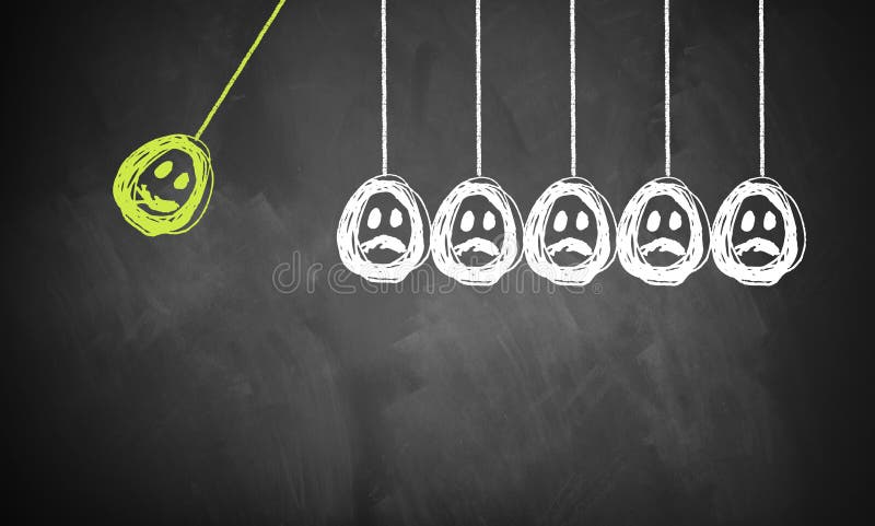 Blackboard with Smiley Pendulum Chain Reaction Stock Illustration ...