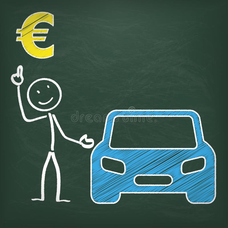 Blackboard Stickman Car Euro Stock Vector - Illustration of flyer ...