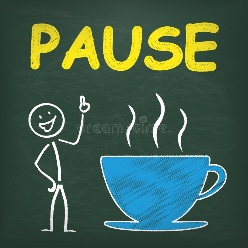 Blackboard Stickman Coffeecup Pause Stock Vector - Illustration of ...