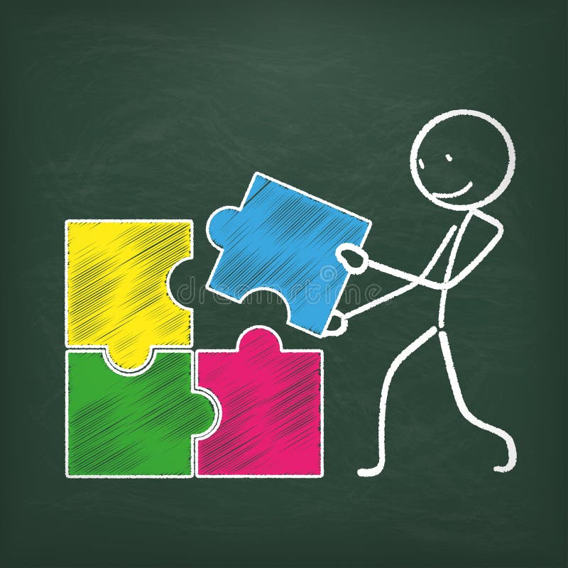 4 Stickman Rectangle Puzzle Stock Vector - Illustration of circle ...