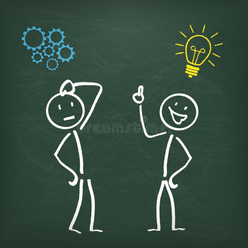 Blackboard Stickman 2 Thinking Idea Stock Vector - Illustration of ...