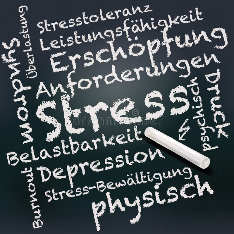 Blackboard with stress stock vector. Illustration of exhaustion - 125935718