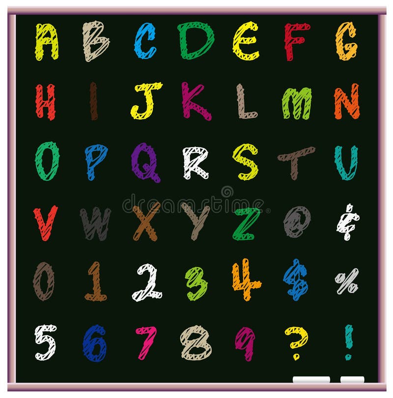 Blackboard style alphabet stock vector. Illustration of chalk - 35242099