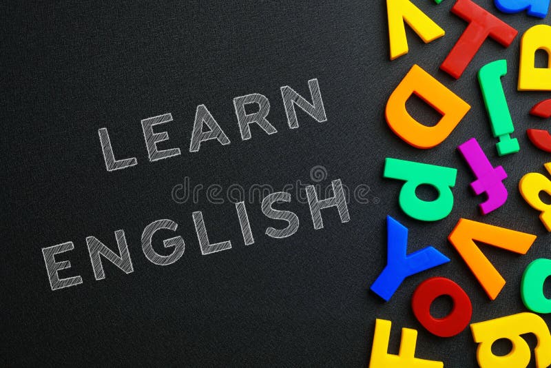 Blackboard with Text Learn English and Plastic Letters Stock Photo ...
