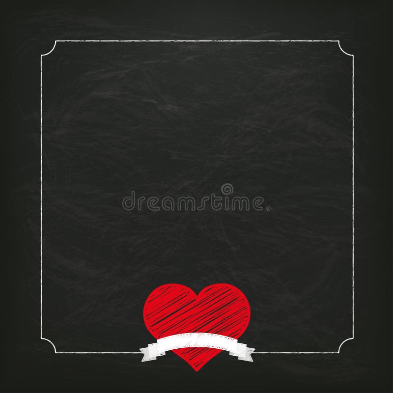 Blackboard Vintage Heart Ribbon Stock Vector - Illustration of birthday ...