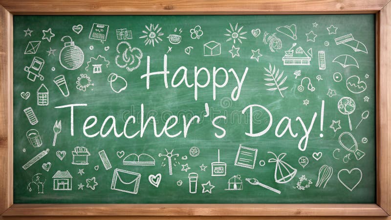 A Blackboard with White Chalk Writing that Says Happy Teachers Day on ...