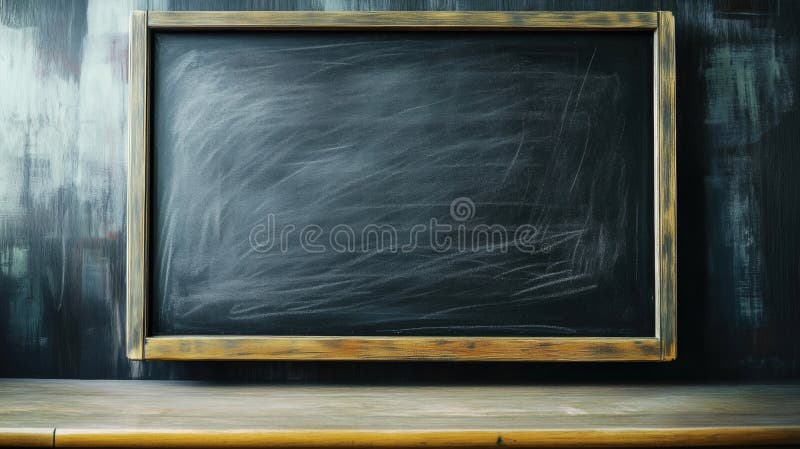 A Blackboard with a Wooden Frame on a Table Stock Illustration ...