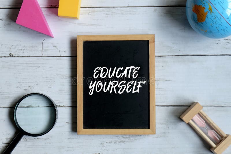 Blackboard Written with EDUCATE YOURSELF Stock Illustration ...