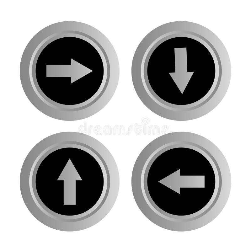 Black Circular Buttons with Arrows. Vector Illustration. Stock Vector ...