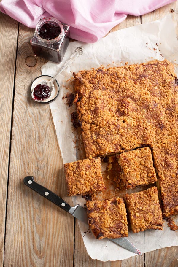 Blackcurrant and Hazelnut Crumble Cake Stock Image - Image of cooking ...