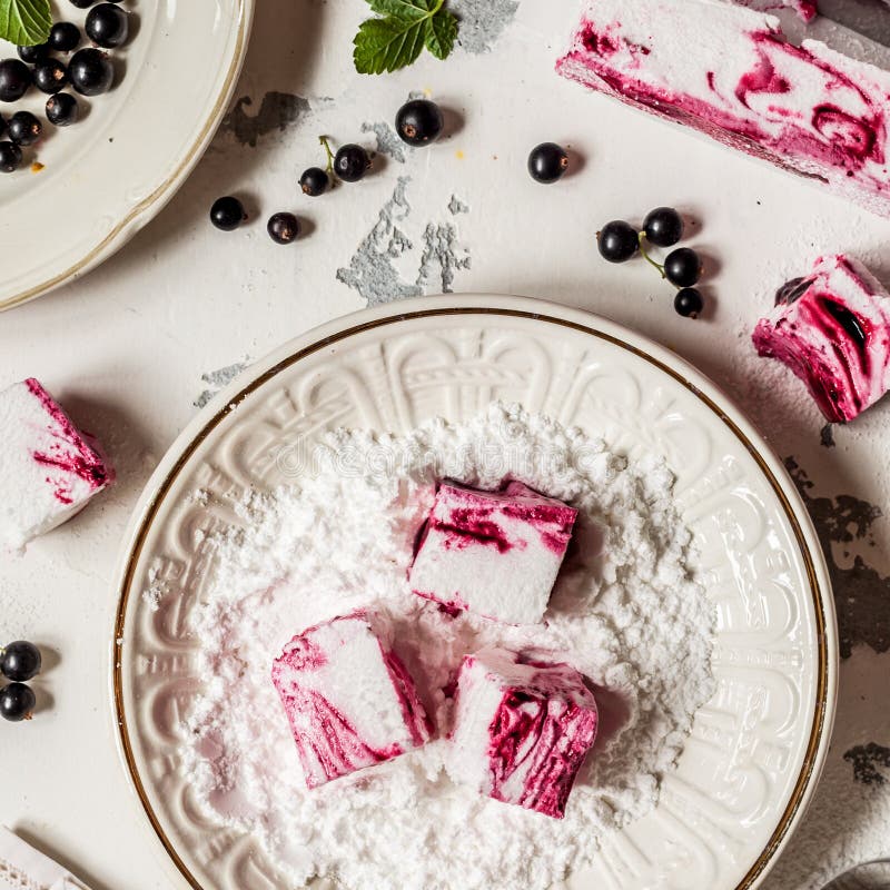 Blackcurrant Swirl Marshmallow Stock Image - Image of american, chewy ...
